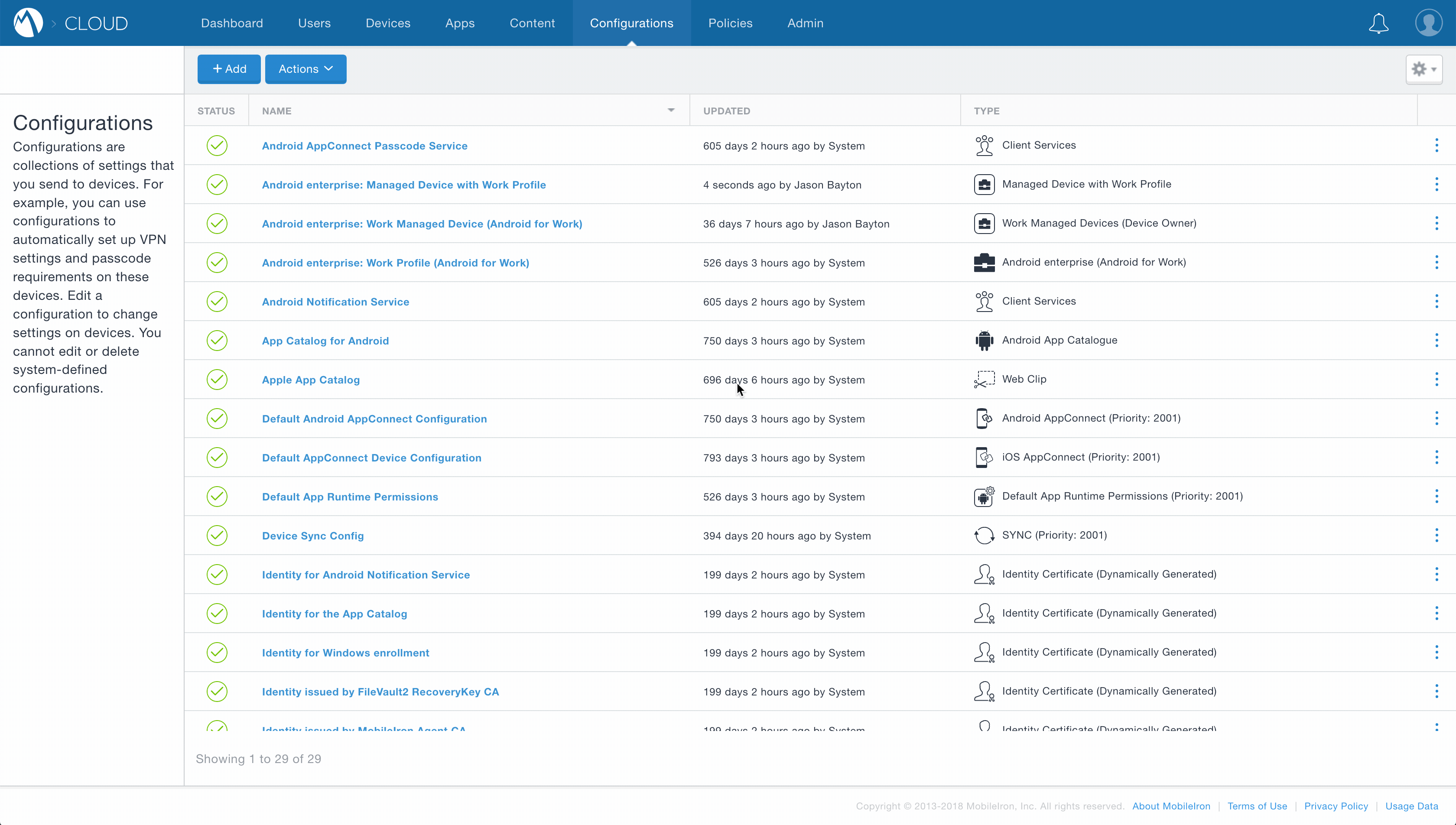 MobileIron Cloud R58 supports Android Enterprise fully managed devices ...